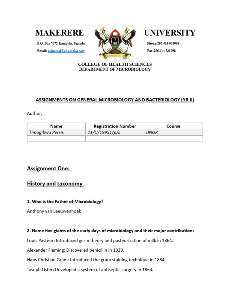 Microbiology Assignments | PDF | Bacteria | Secretion
