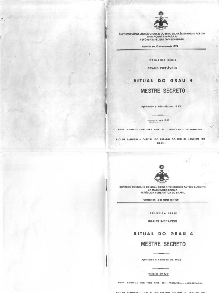 Maconaria Ritual Do Quatro Grau Mestre S | PDF