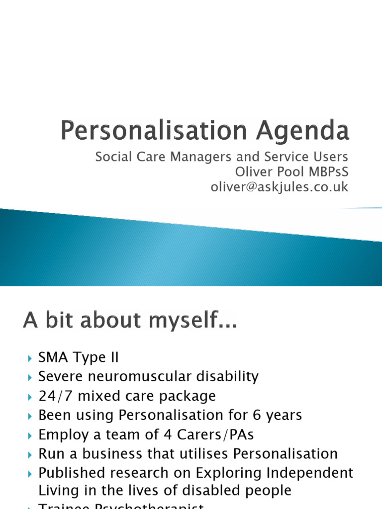 Personalisation Agenda Social Care Manager and Service Users | PDF | Risk | Disability