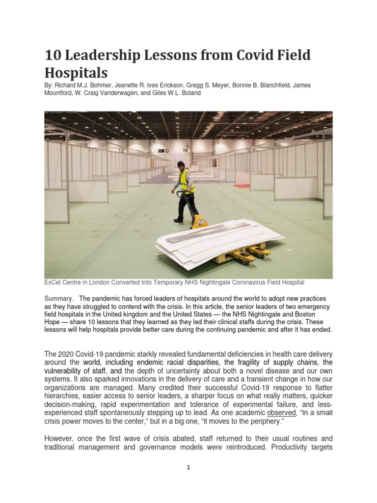 Leadership Lessons from Covid Hospitals | PDF | Hospital | National ...