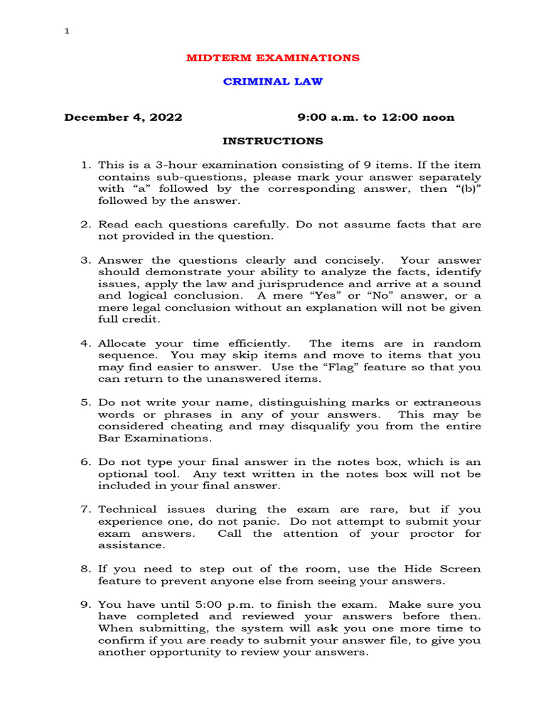 Midterm 2022 | PDF | Murder | Common Law