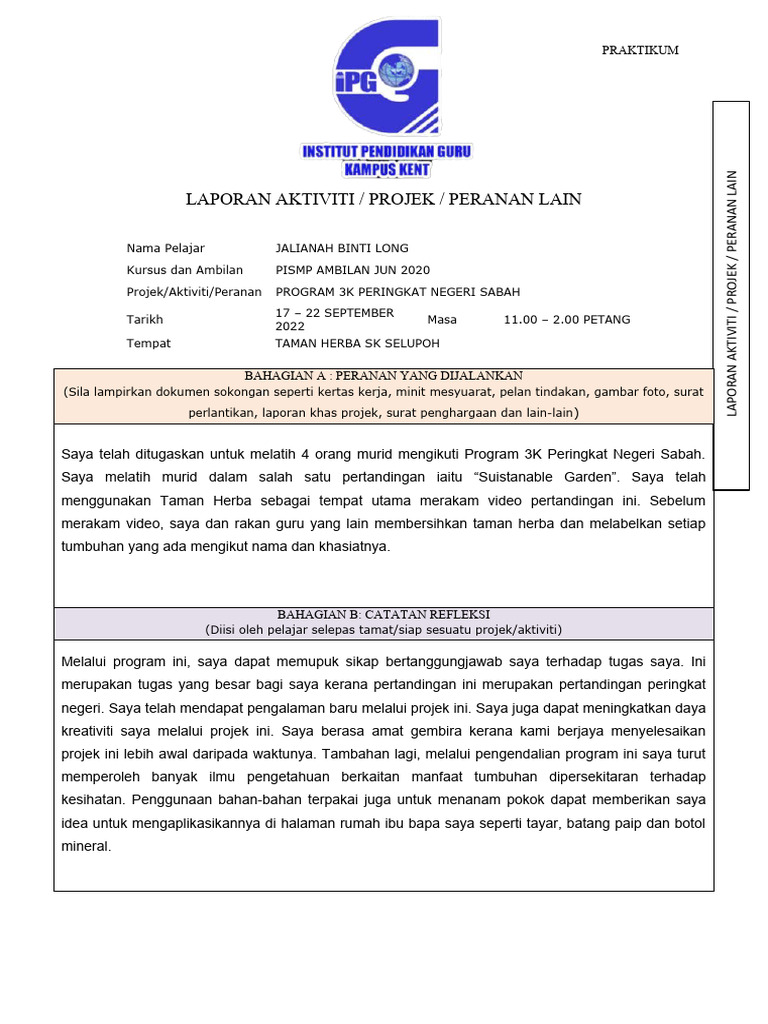 Program 3K Taman Herba | PDF