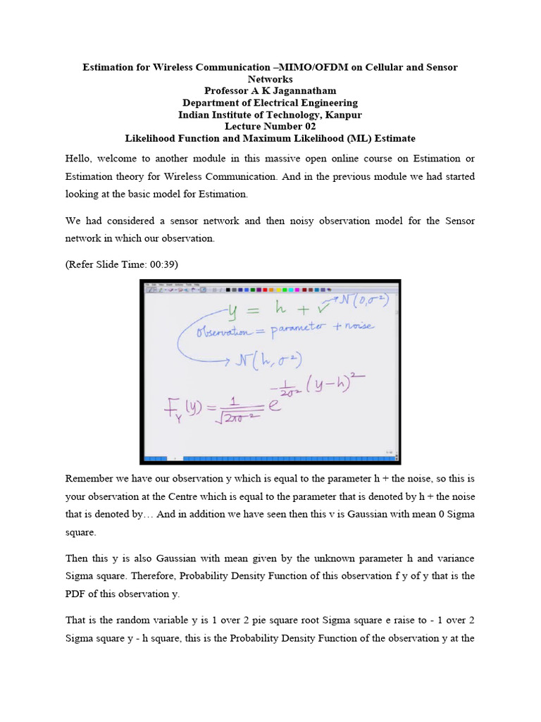 Estimation Material Pdf Estimation Theory Logarithm