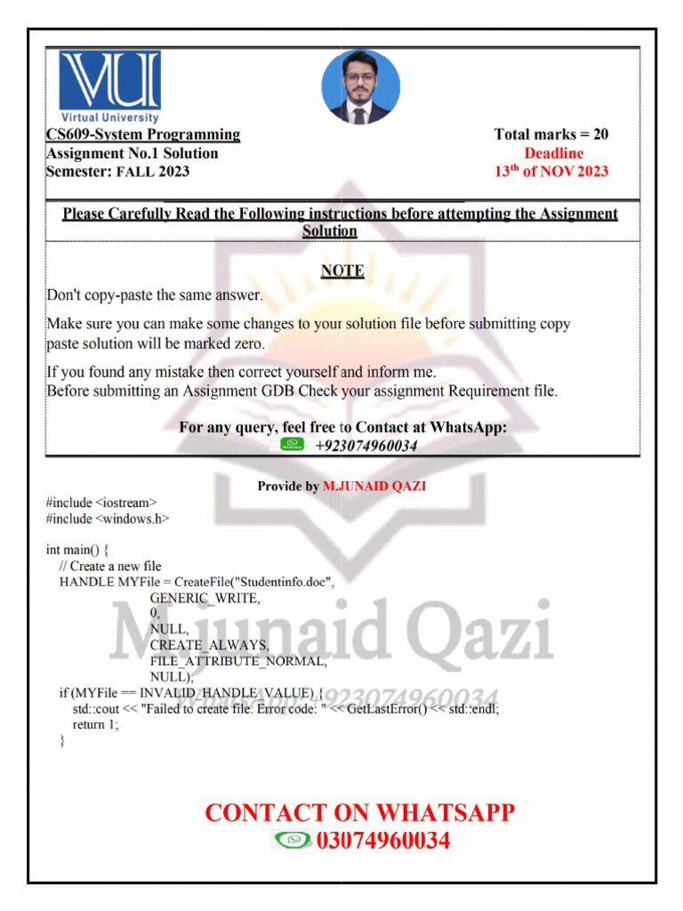CS609-Assignment No.1 100% Accurate Solution by M.junaid Qazi | PDF