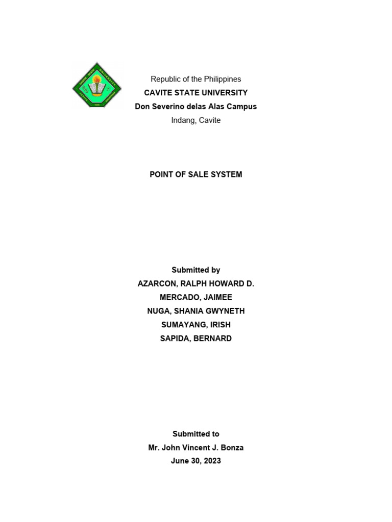 Point of Sale System | PDF | Point Of Sale | Databases