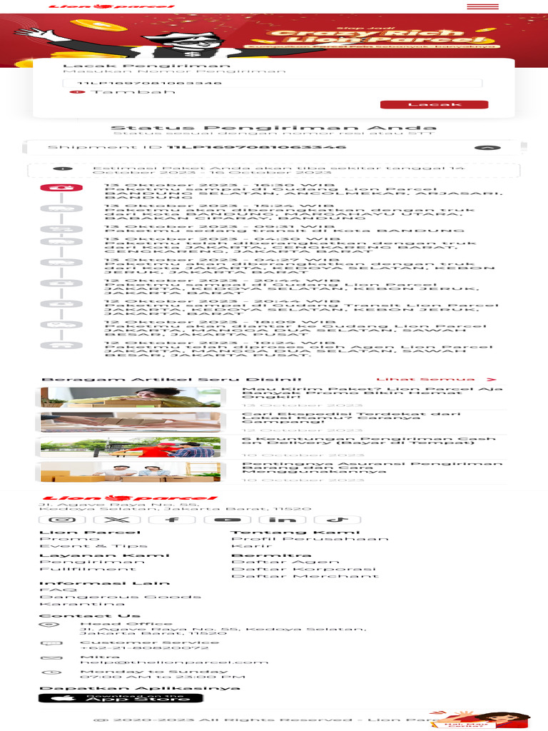 Cek Resi Lacak Pengiriman Paket Lion Parcel | PDF
