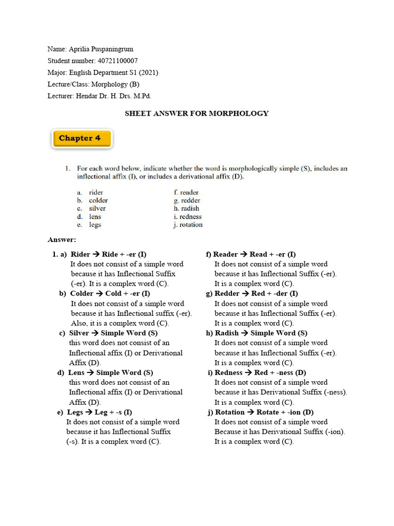Morphology Assignment 6 | PDF | Word | Adjective