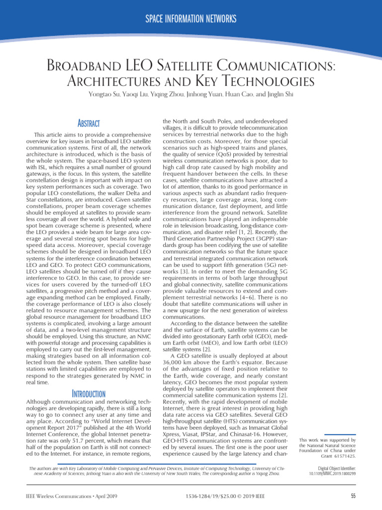 LEO Satellite Communication Systems | PDF | Communications Satellite | Computer Network