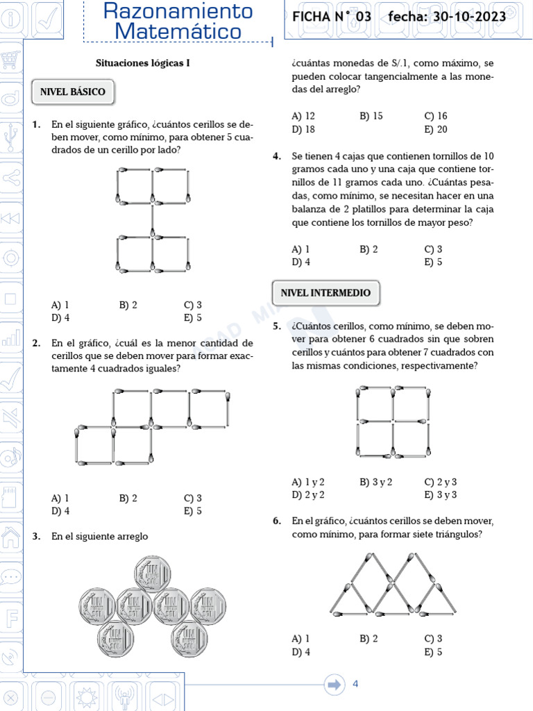 Ficha 3 Situaciones Lógicas RM 1-4-6 | PDF | Métodos y materiales de enseñanza