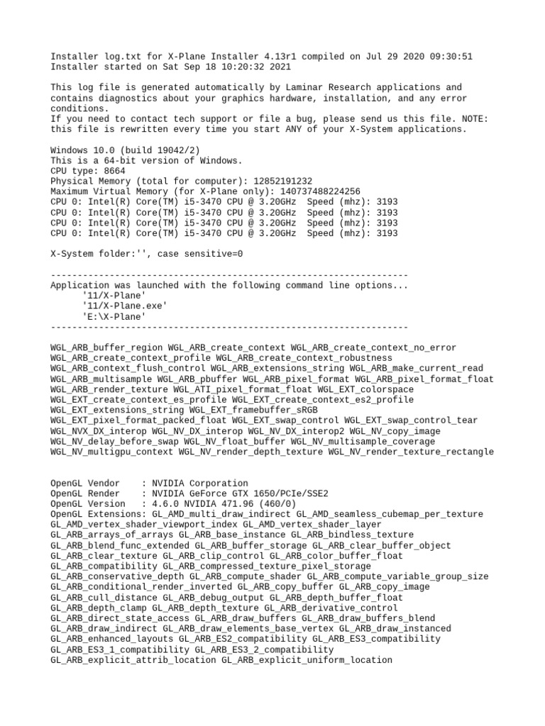 X-Plane Installer Log | PDF | Graphics Processing Unit | Computing