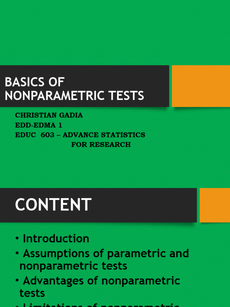 Nonparametric Tests Overview | PDF | Nonparametric Statistics | Statistics