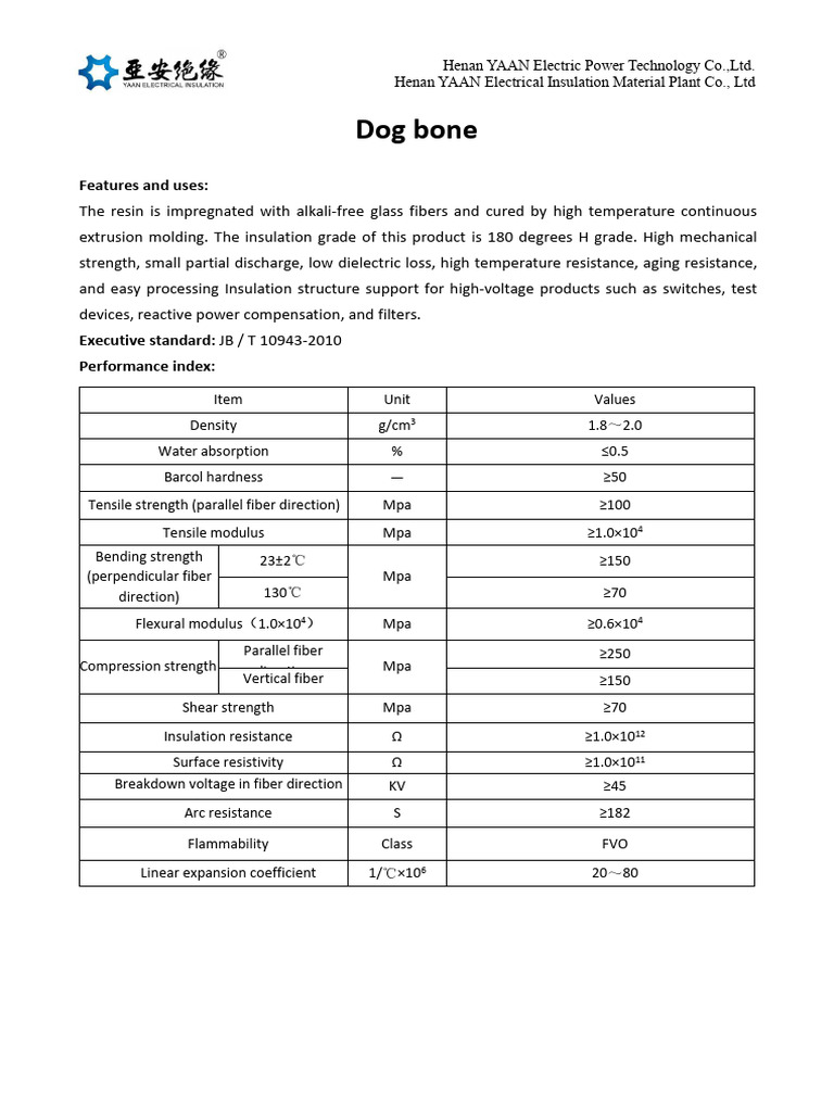 TDS - Dog Bone | PDF | Insulator (Electricity) | Fibers