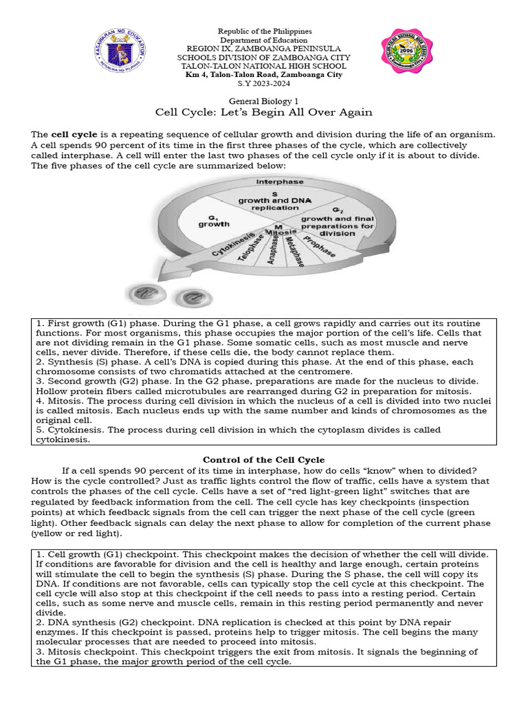 Q1 Q2 Module 6 Cell Cycle | PDF | Cell Cycle | Mitosis