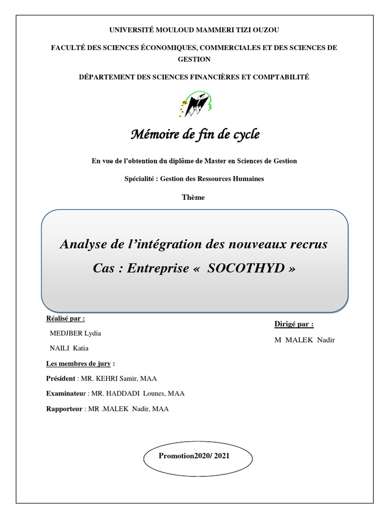 Intégration des Nouveaux Recrus en GRH | PDF | Recrutement | Gestion ...