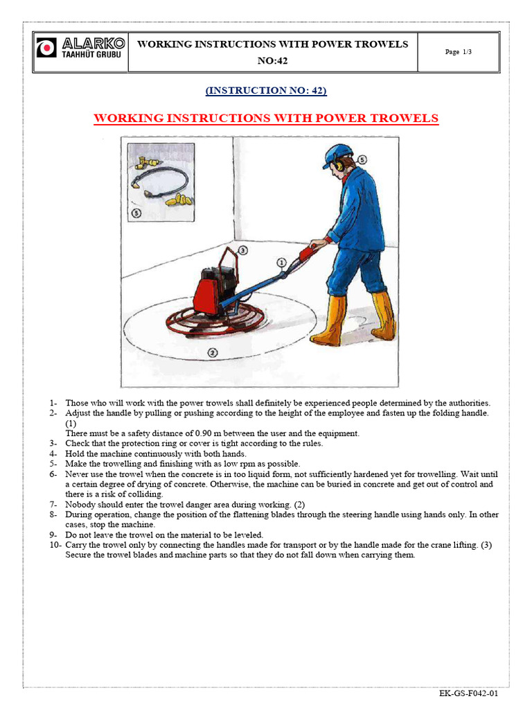 Power Trowel Operation Manual | PDF | Engines | Occupational Safety And ...