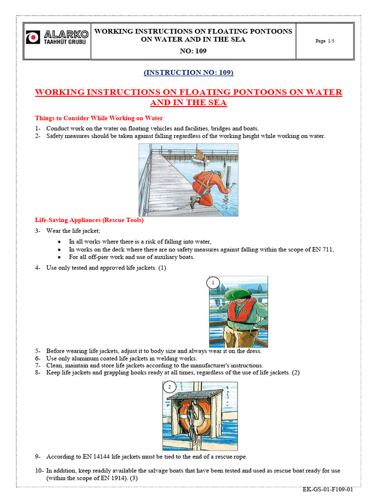 Working Instruction On Floating Pontoons On WAter and in The Sea | PDF ...