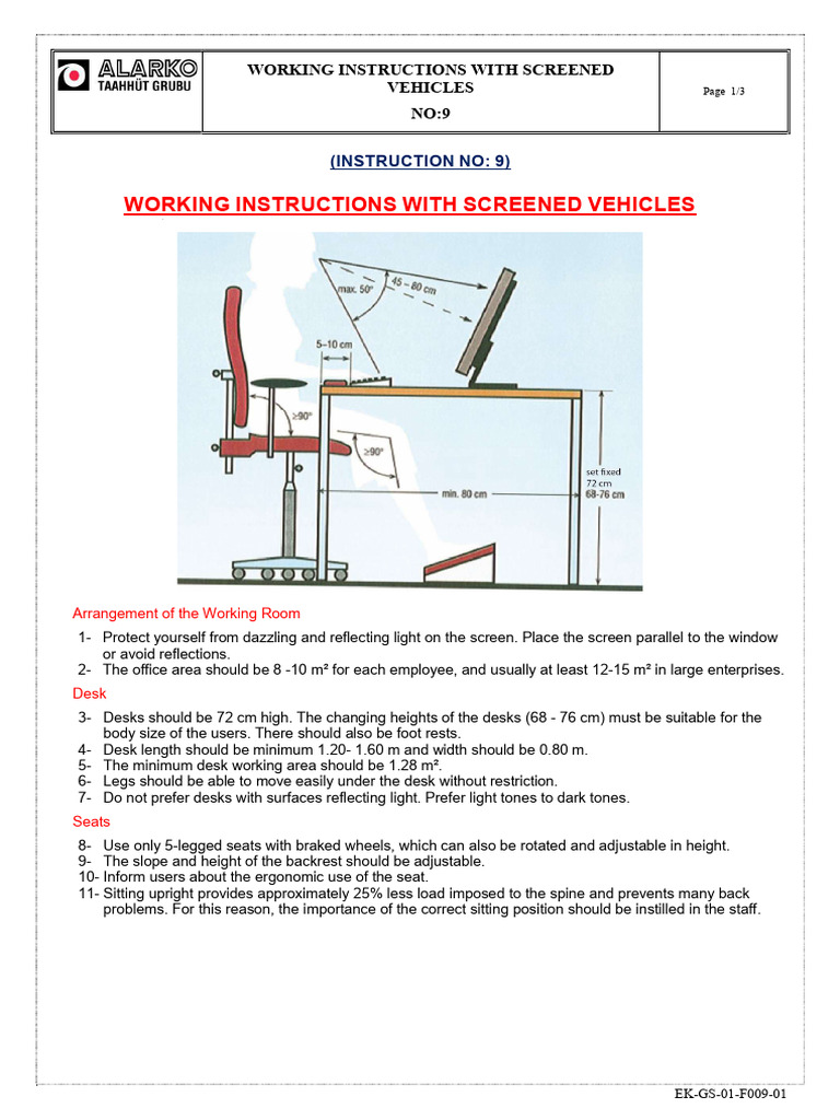 Ergonomic Working Instructions for Screened Vehicles | PDF | Lighting ...