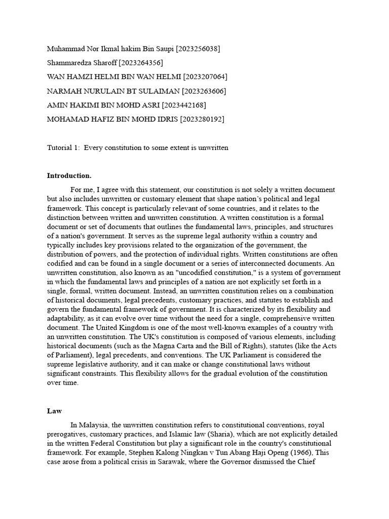 Tutorial Question 1 | PDF | Constitution | Common Law