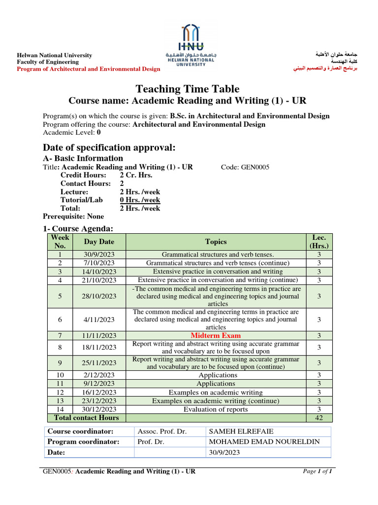 GEN0005 - Teaching Time Table (Fall 2023) | PDF | Human Communication | Linguistics