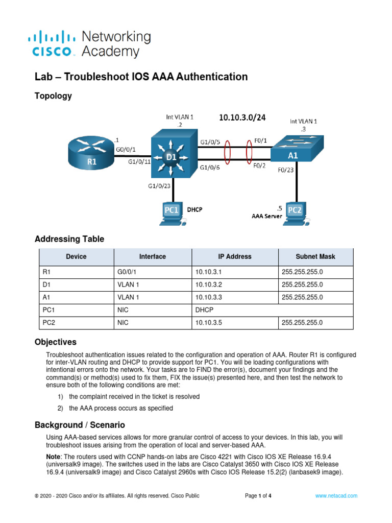 Troubleshoot IOS AAA Authentication Lab | PDF | Internet Protocols ...