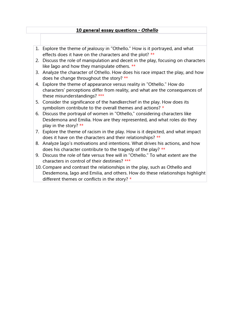 10 General Essay Questions I | PDF | General Fiction