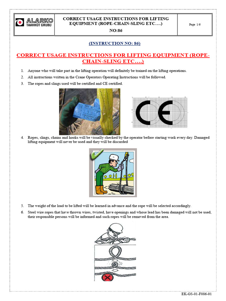 Correct Usage Instructions For Lifting Equipment | PDF | Rope | Wire