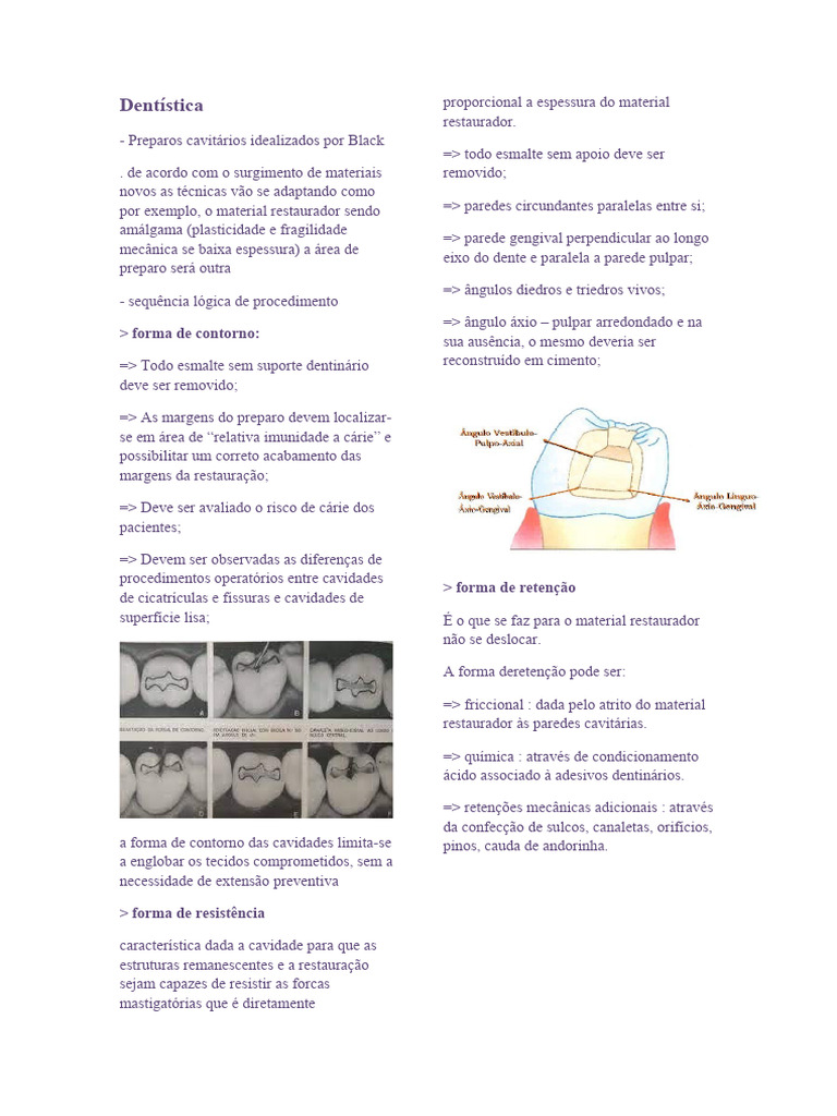 Resumo Prep Cavitário | PDF | Dente | Áreas da odontologia