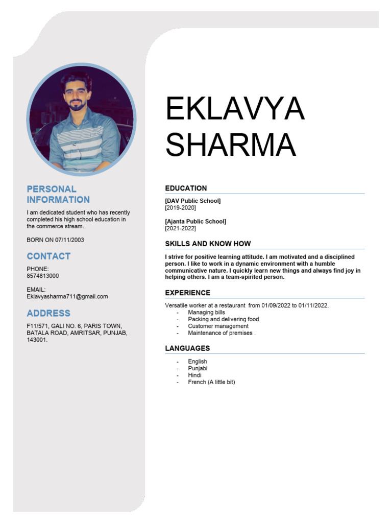 Eklavya Sharma CV | PDF