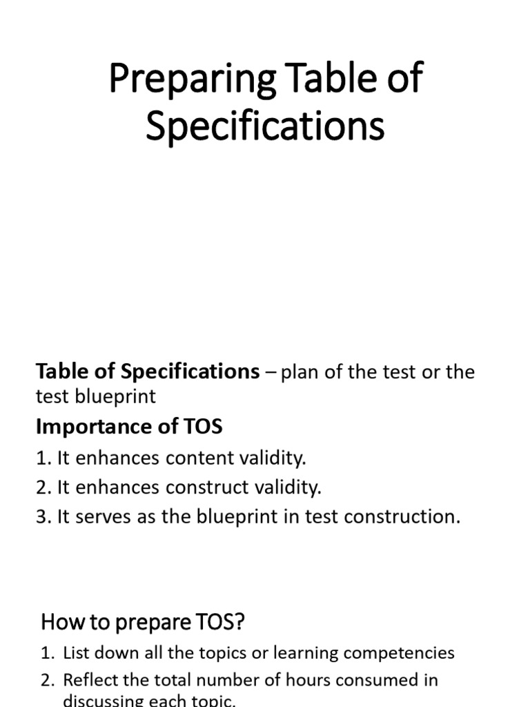 L12 Preparing TOS | PDF | Percentage | Numbers