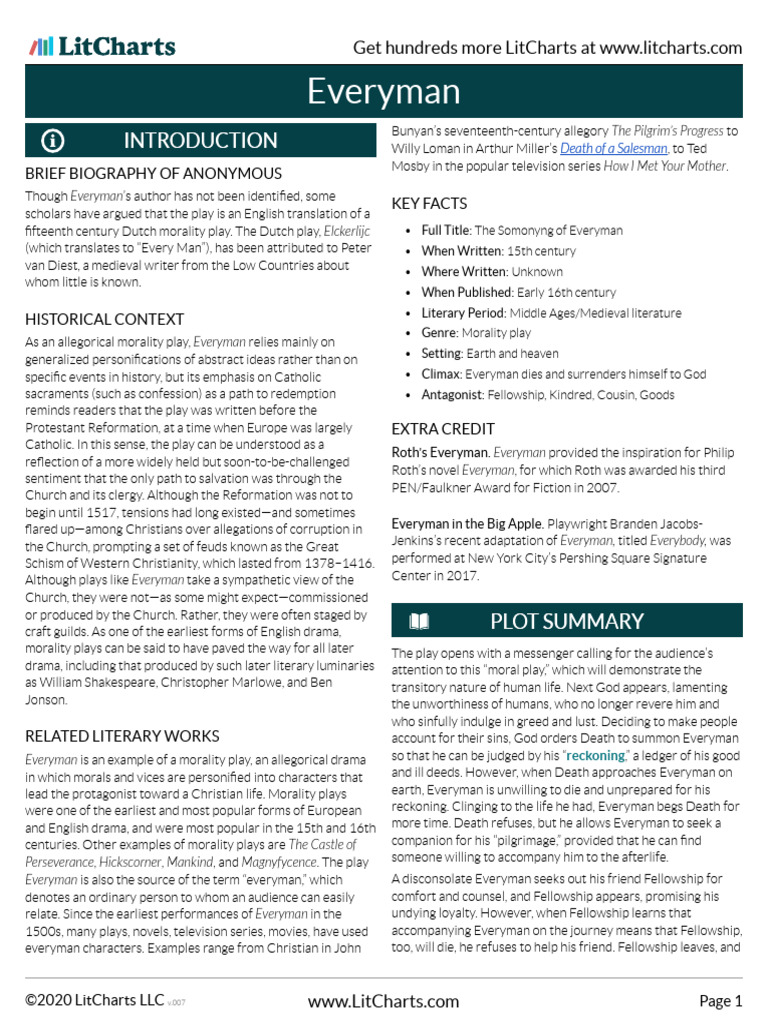 Everyman LitChart | PDF | Salvation | Religious Belief And Doctrine