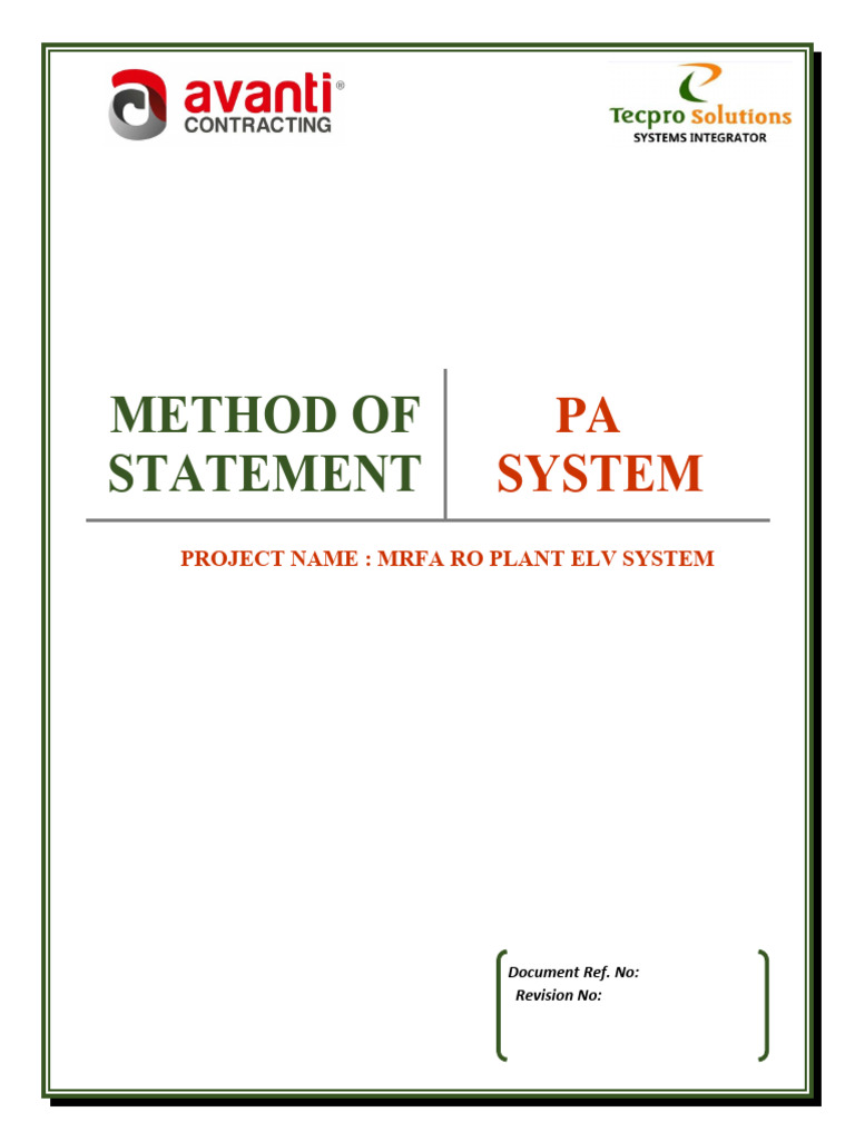 Method of Statement - Pa System | PDF | Safety | Loudspeaker