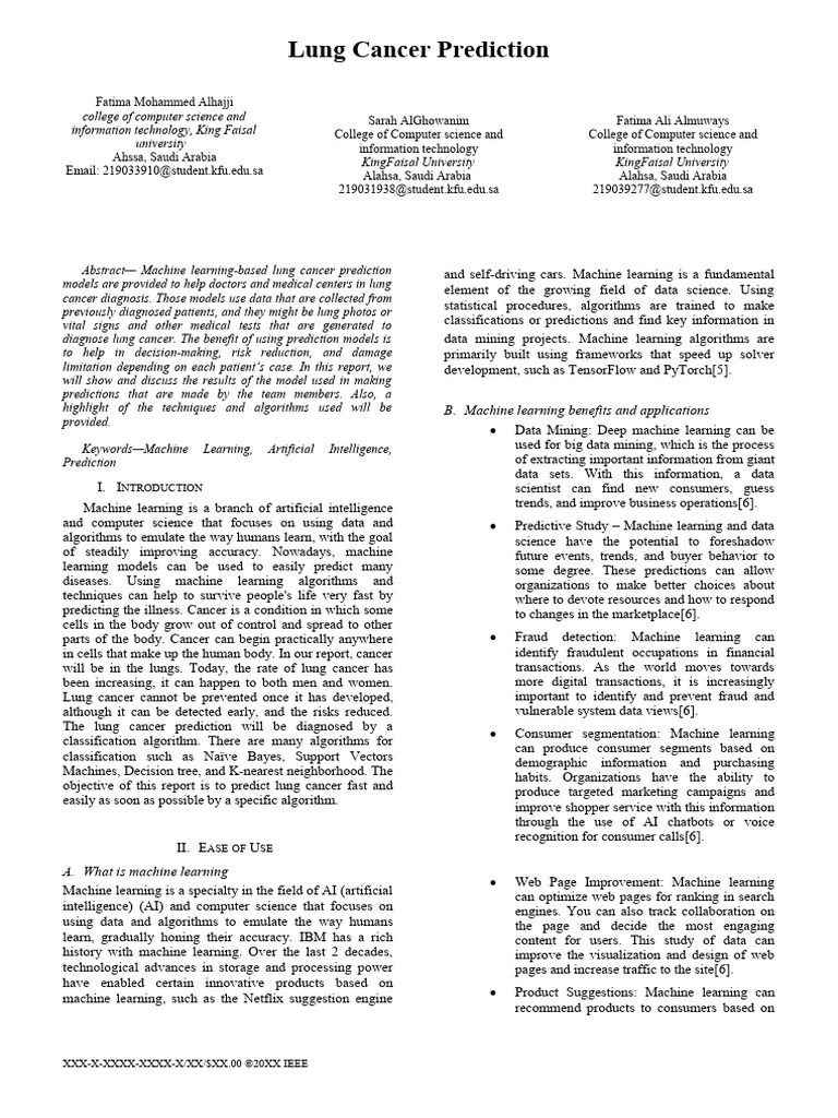 DataScience Lung Cancer Predection M2 | PDF | Machine Learning ...