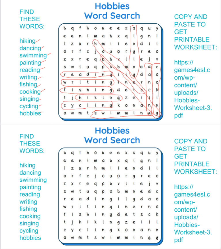 Hobbies Word Search | PDF