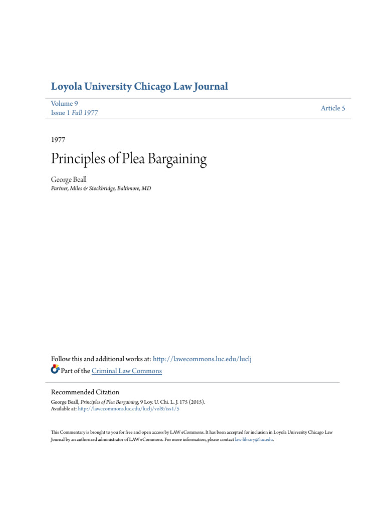 Principles of Plea Bargaining | PDF | Plea | Plea Bargain