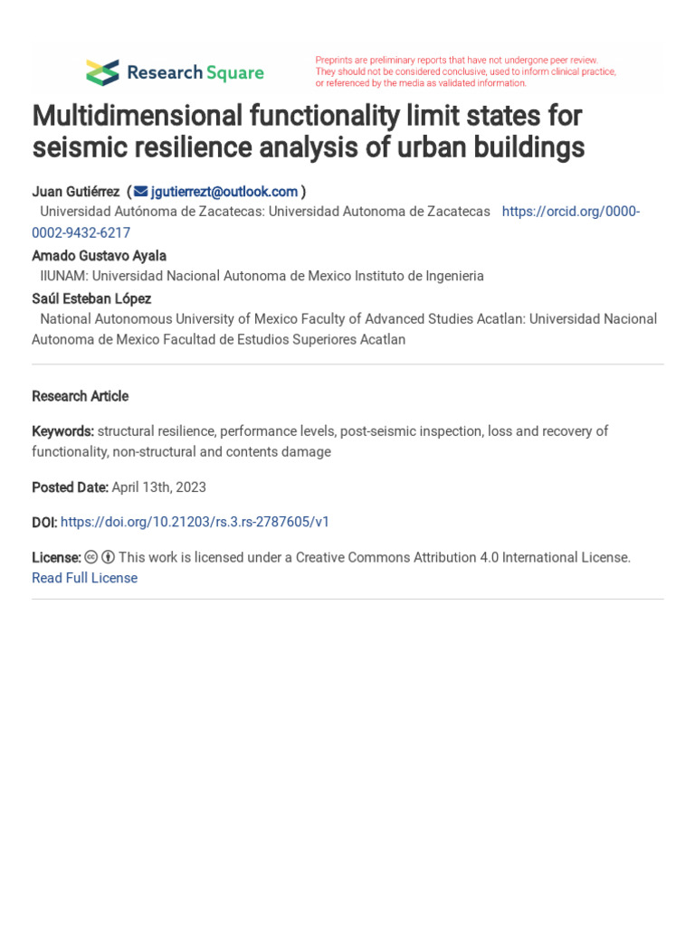 Multidimensional Functionality Limit States For Se | PDF | Methodology ...