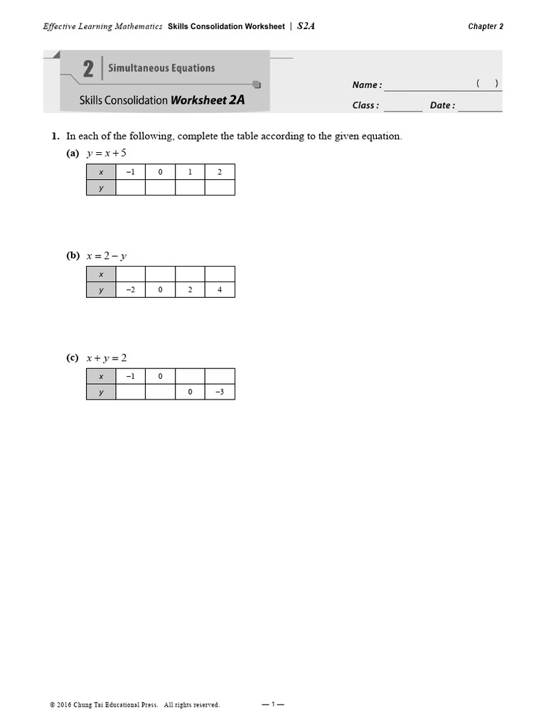 Y8 Revision 2 Straight Lines Graphs and Simultaneous Equations 1 | PDF ...