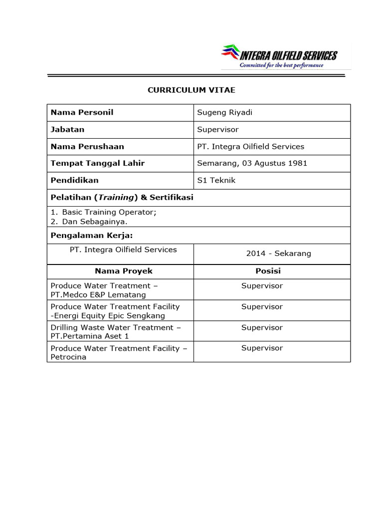 CV Sugeng Riyadi, Supervisor IOS 2023 | PDF