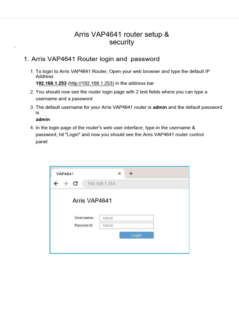 Arris VAP4641 Router Login and Password-253 | Download Free PDF | Wi Fi ...