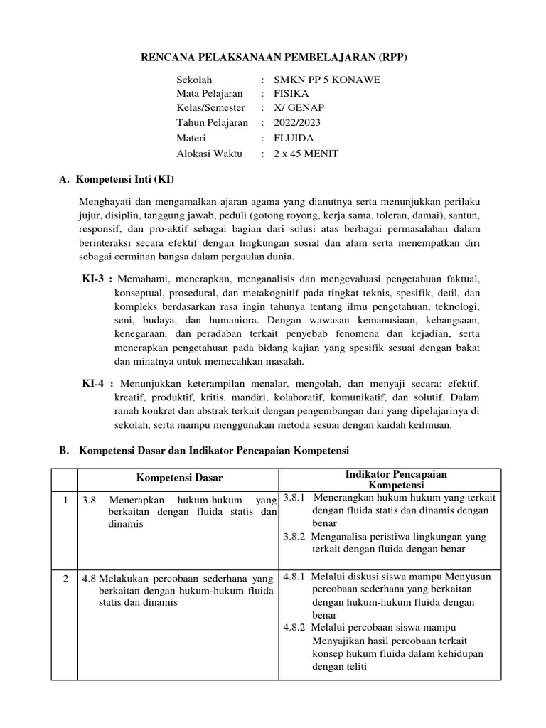 RPP Hukum Archimedes Dengan Model Problem Based Learning (PBL) | PDF | Karier & Perkembangan ...