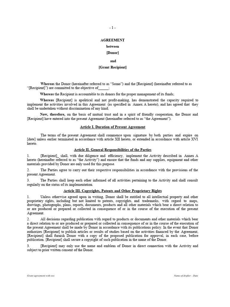 Grant Agreement Essentials | PDF | Arbitration | Indemnity
