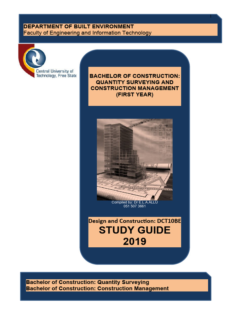 Study Guide QS YEAR ONE 2019 - DESIGN AND CONSTRUCTION | PDF | Structural Load | Wall