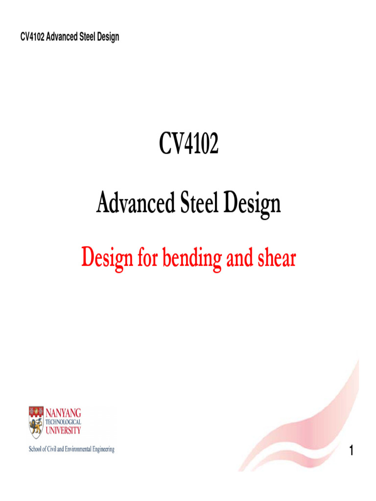 CV4102 Lecture 4 & 5 Design For Bending and Shear | PDF | Bending | Mechanical Engineering