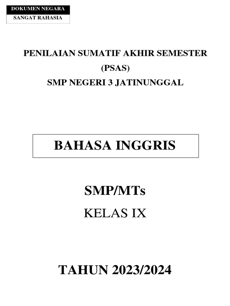 Soal Psas Kelas 9 - B.inggris | PDF | Coffee | Milkshake