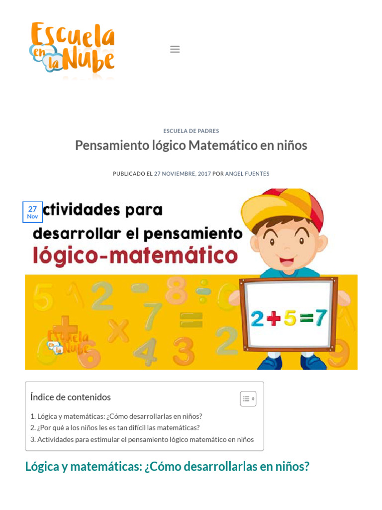 Actividades para Desarrollar El Pensamiento Lógico Matemático en Niños ...