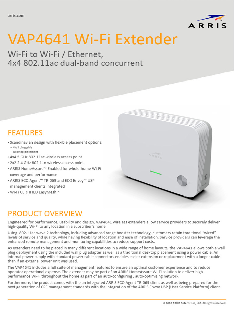 VAP4641 Wi-Fi To Wi-Fi - Ethernet Extender Data Sheet | PDF | Wi Fi ...