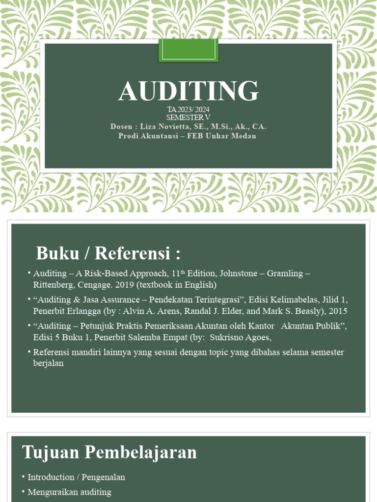 01 Introduction Auditing | PDF | Pengelolaan Keuangan & Uang