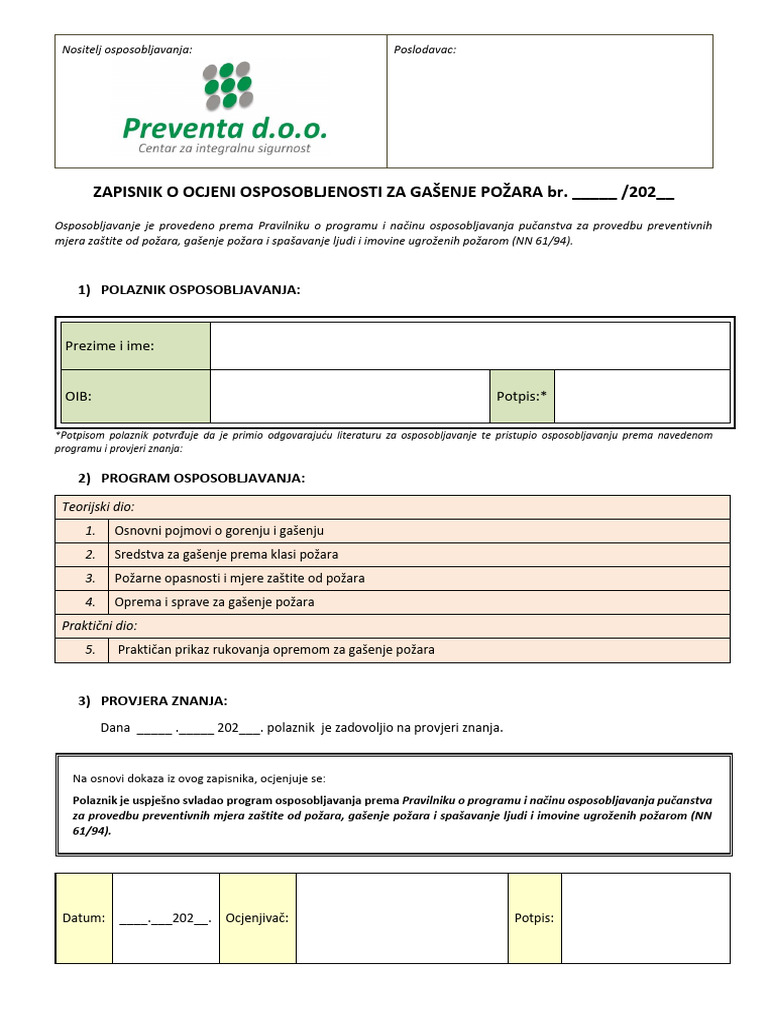 Obrazac OZOP | PDF