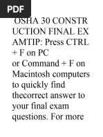 OSHA 30 Construction Final Test Answer Key | PDF | Occupational Safety ...
