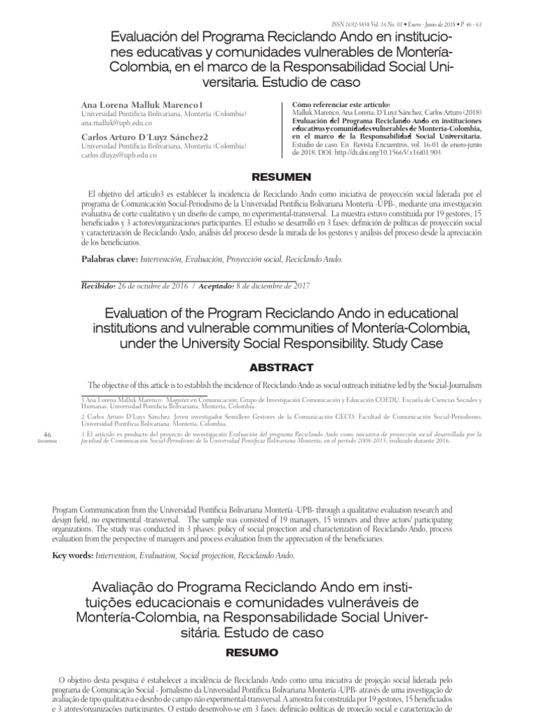 Evaluación de "Reciclando Ando" en Montería | PDF | Plan de estudios | Maestros
