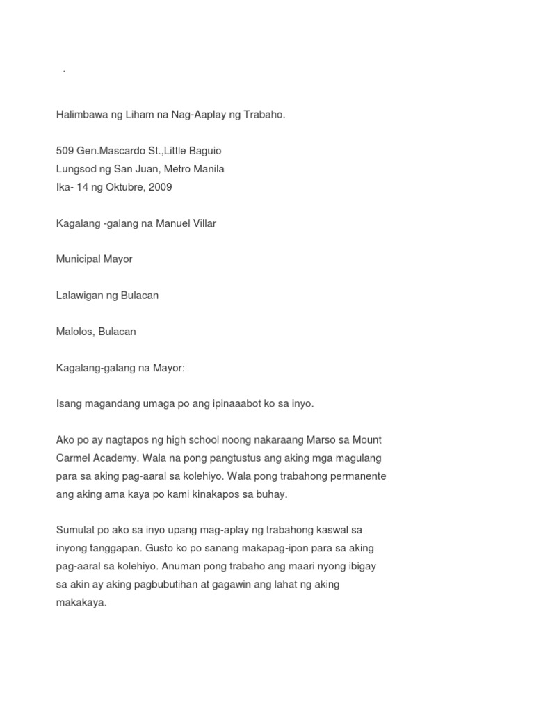 Halimbawa NG Liham Na Nag | PDF